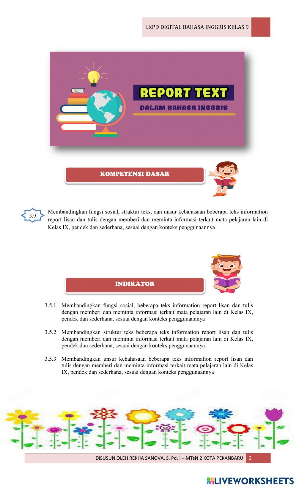 LKPD REPORT TE… | Free Interactive Worksheets | 695385