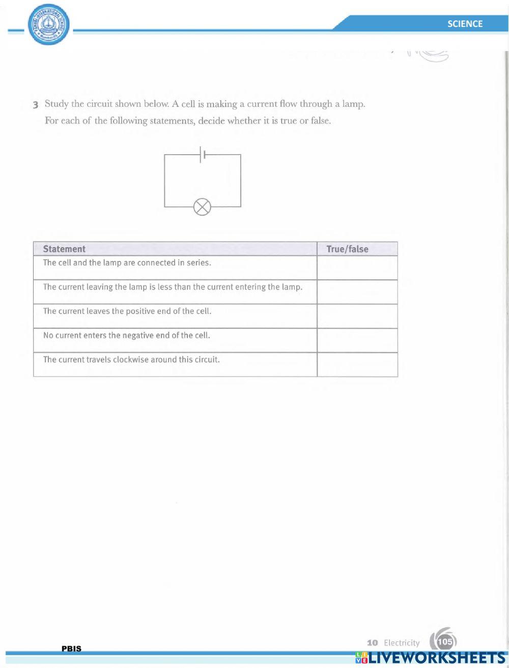 Electricity part 1 grade 8 online exercise for | Live Worksheets