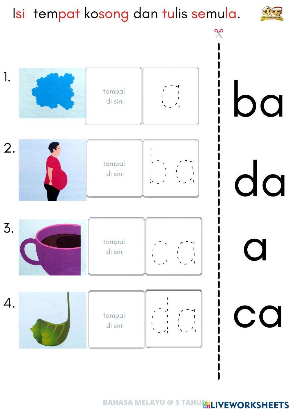 BM : suku kata terbuka 1 (5THN) worksheet | Live Worksheets