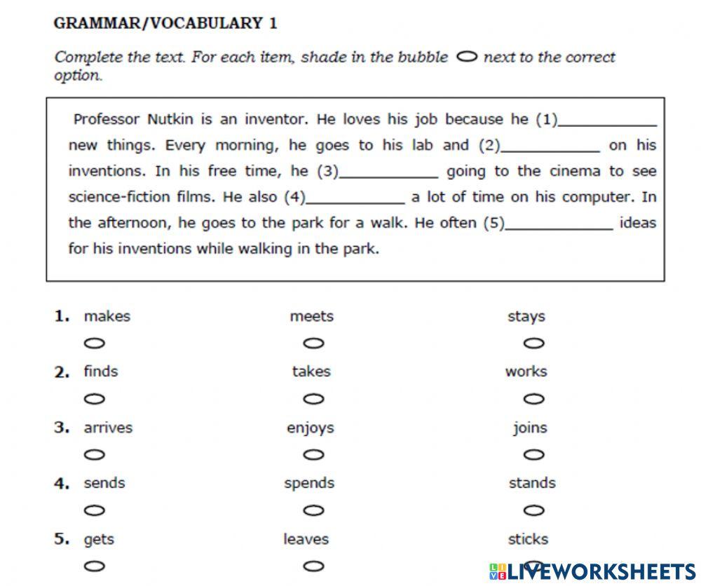 Vocabulary online exercise for Grade 8 | Live Worksheets