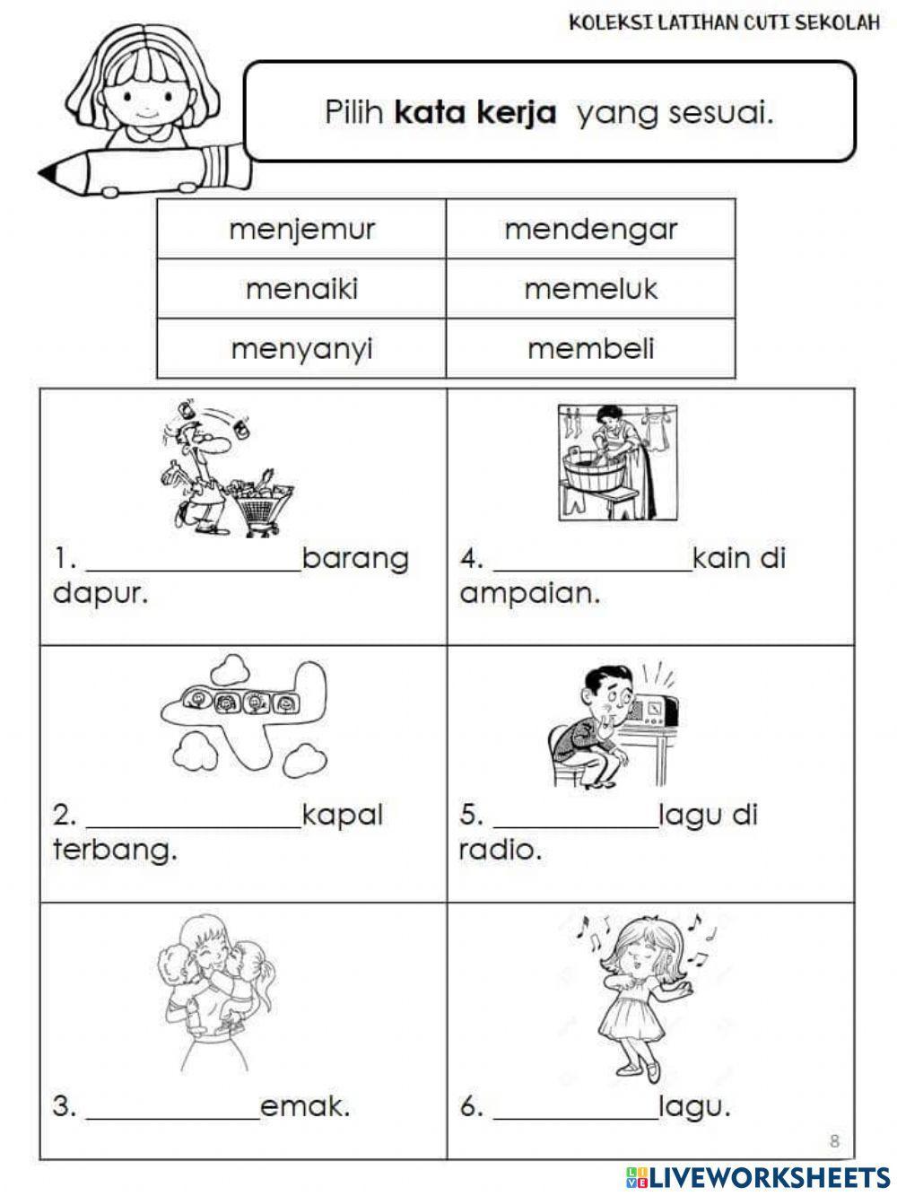 Pdf online exercise: Kata Kerja | Live Worksheets