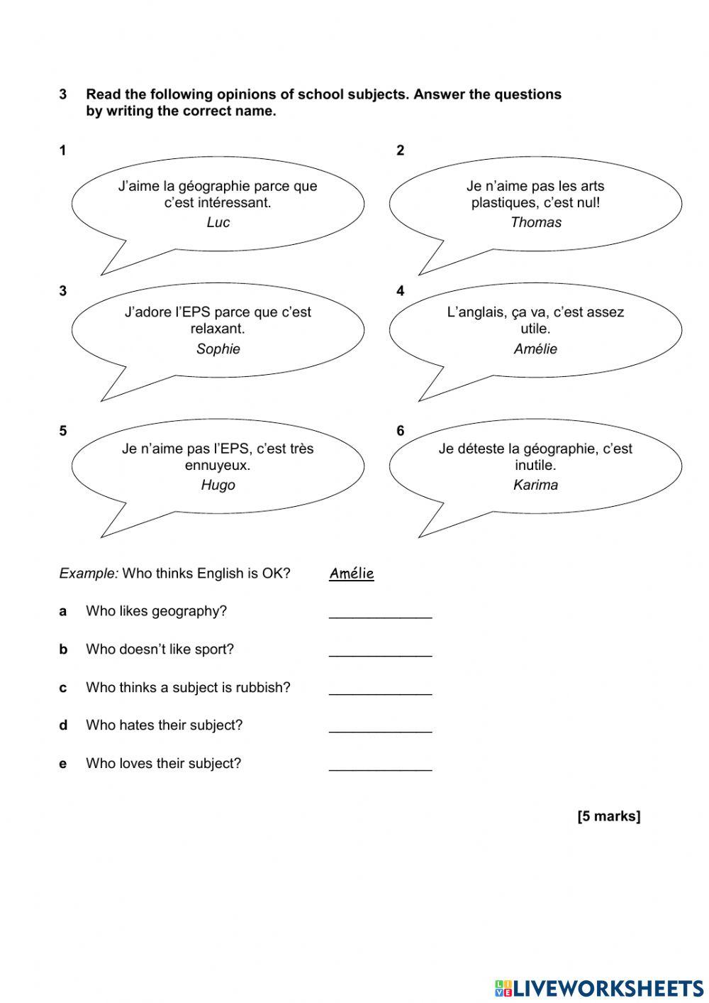 Y7 Allez 1 EOU 2 Reading Assessment | hargreavesv