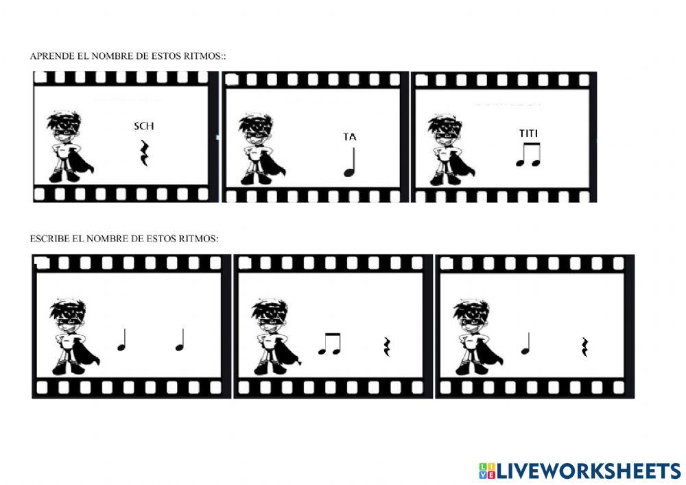 Ritmos: ta, titi, sch worksheet | Live Worksheets
