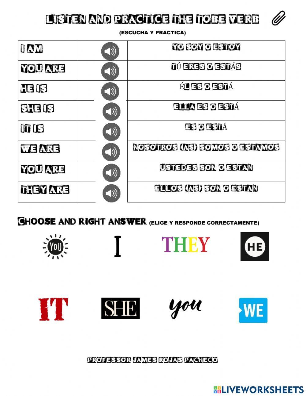 To be verb | Live Worksheets