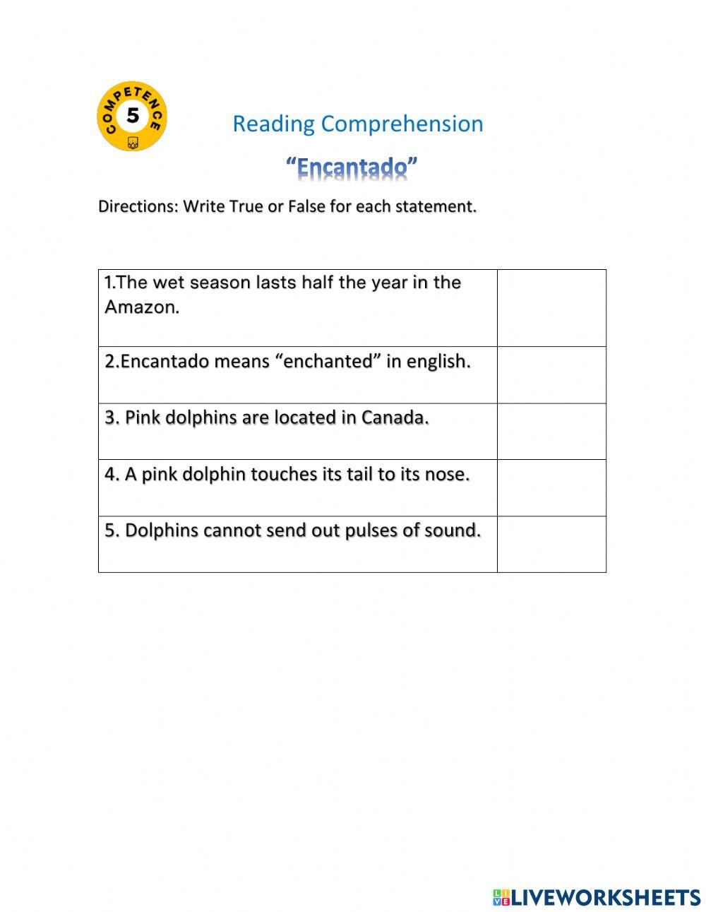 Reading comprehension online exercise for 4th | Live Worksheets