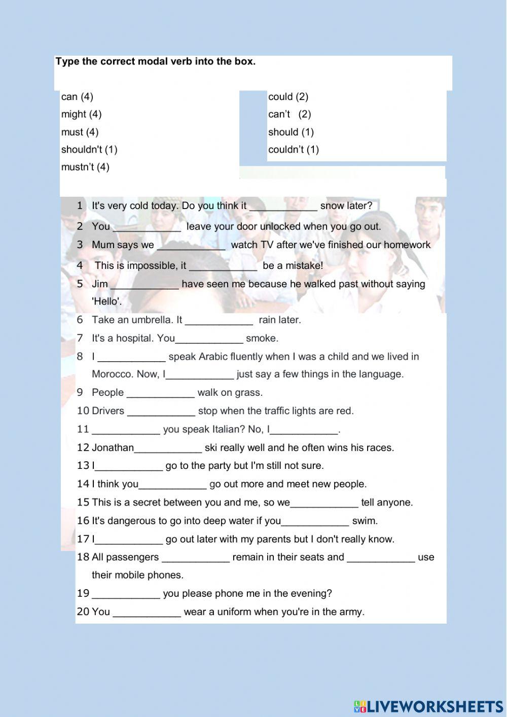 697601 | Modal verbs | MercedesTania | LiveWorksheets