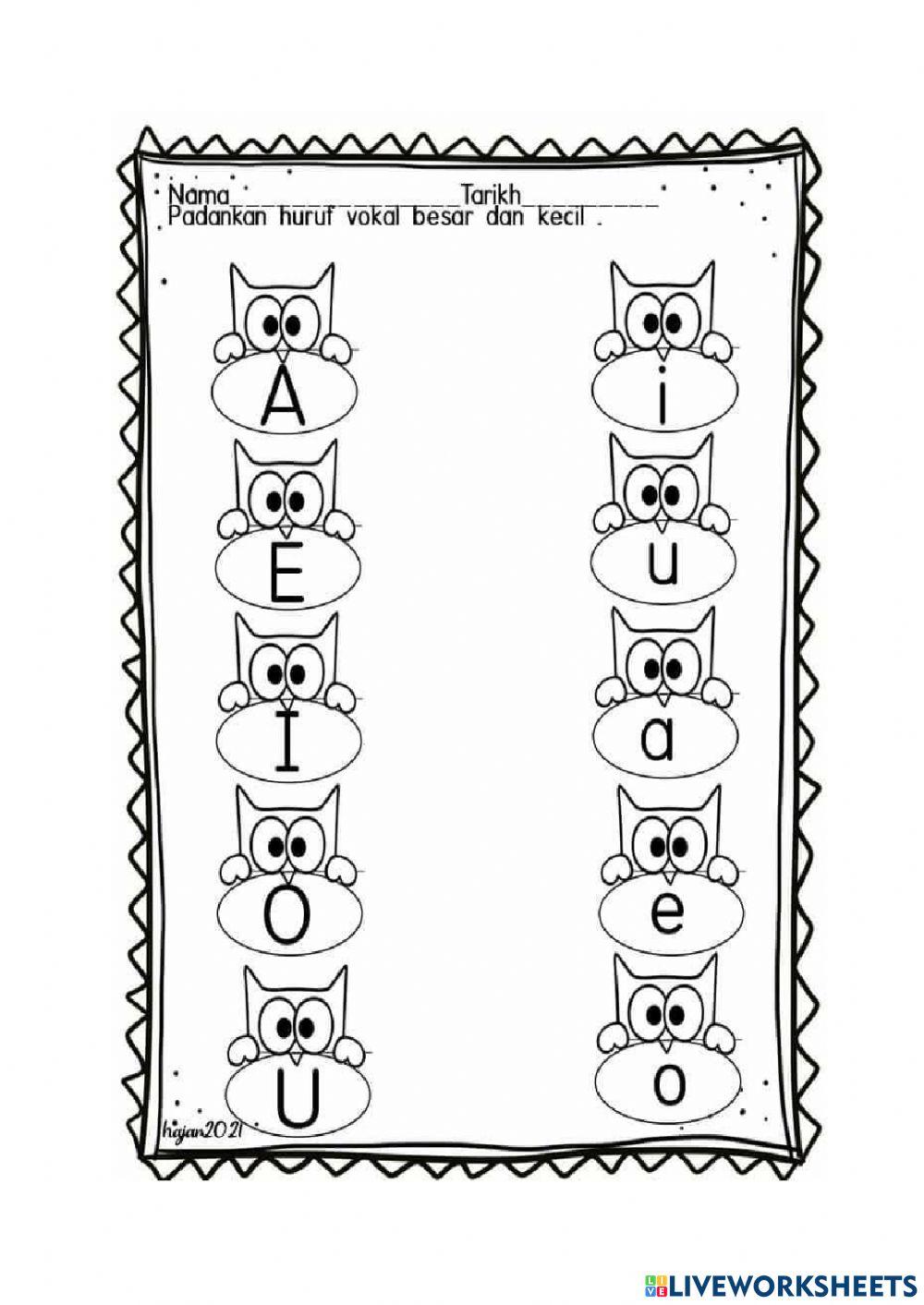 Huruf Vokal online worksheet for Pre School | Live Worksheets
