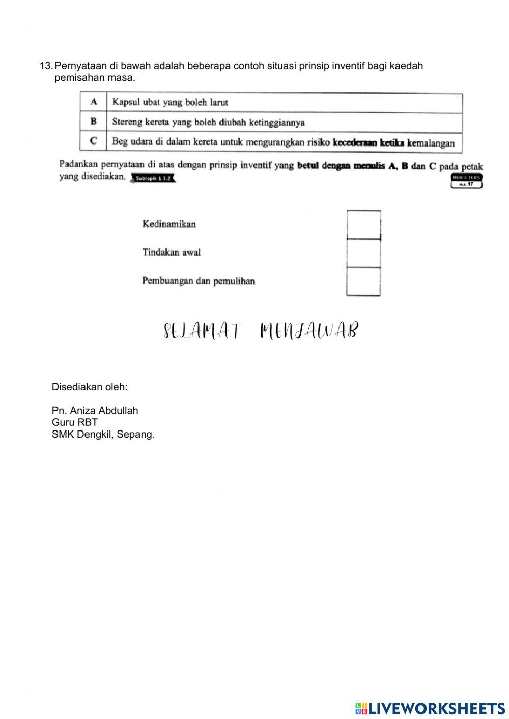 Latihan RBT interactive worksheet | Live Worksheets