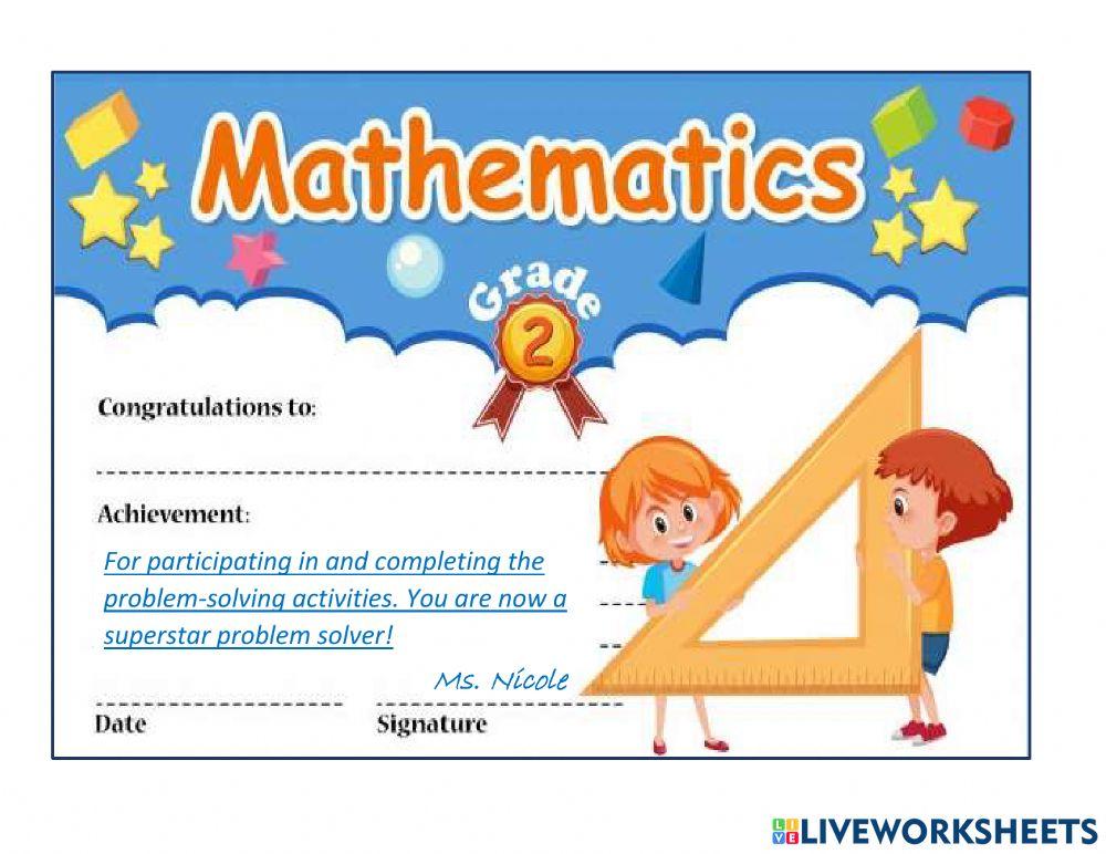 Math Certificate worksheet | Live Worksheets
