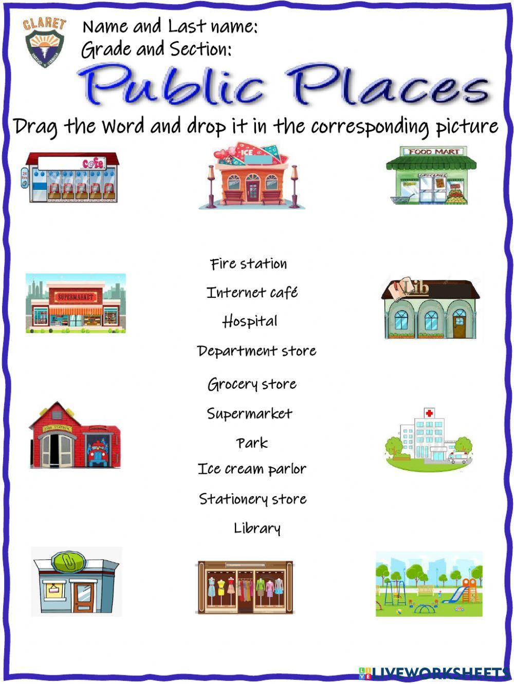 3rd. grade. Vocab.Unit 4. Eval. Act. Places 583966