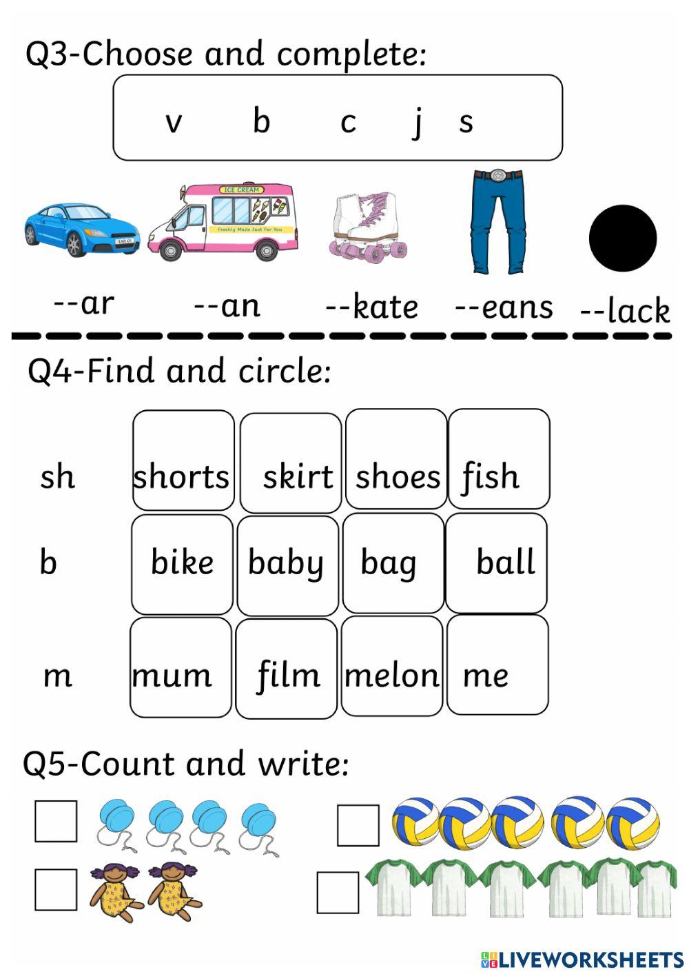 Worksheet online exercise for 1 | Live Worksheets