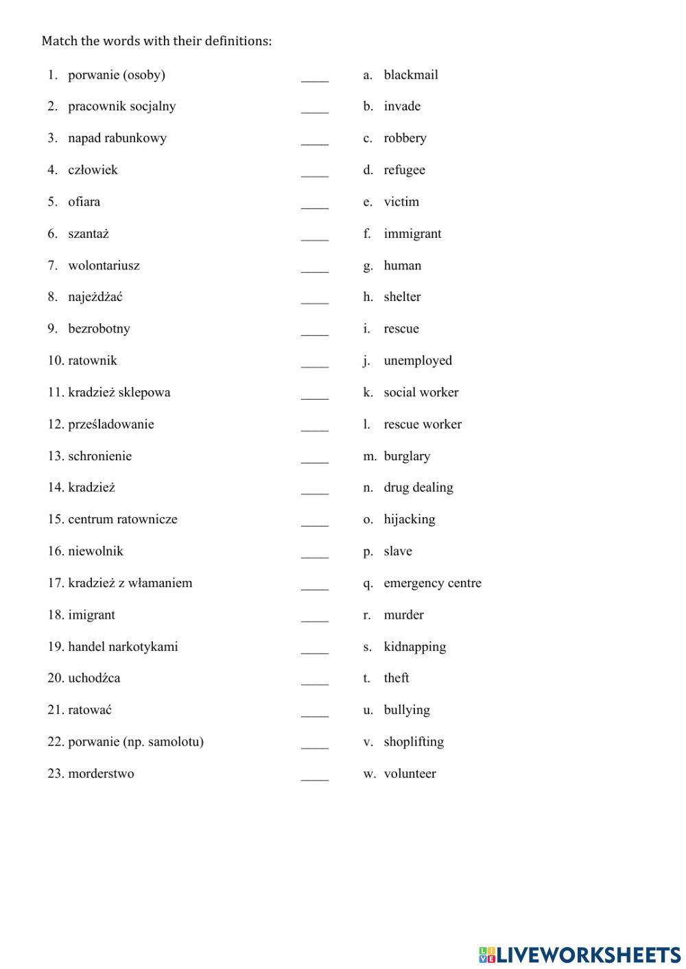 Nowa Era zycie spoleczne, 8th grader vocab quiz worksheet | Live Worksheets