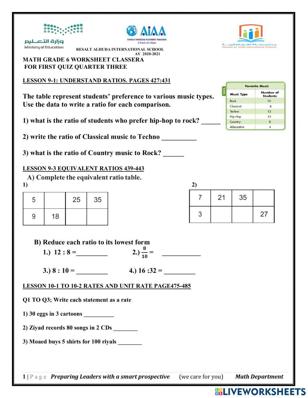 4701815 | MATH GRADE 6 WORKSHEET 3 QUARTER | Sumbai