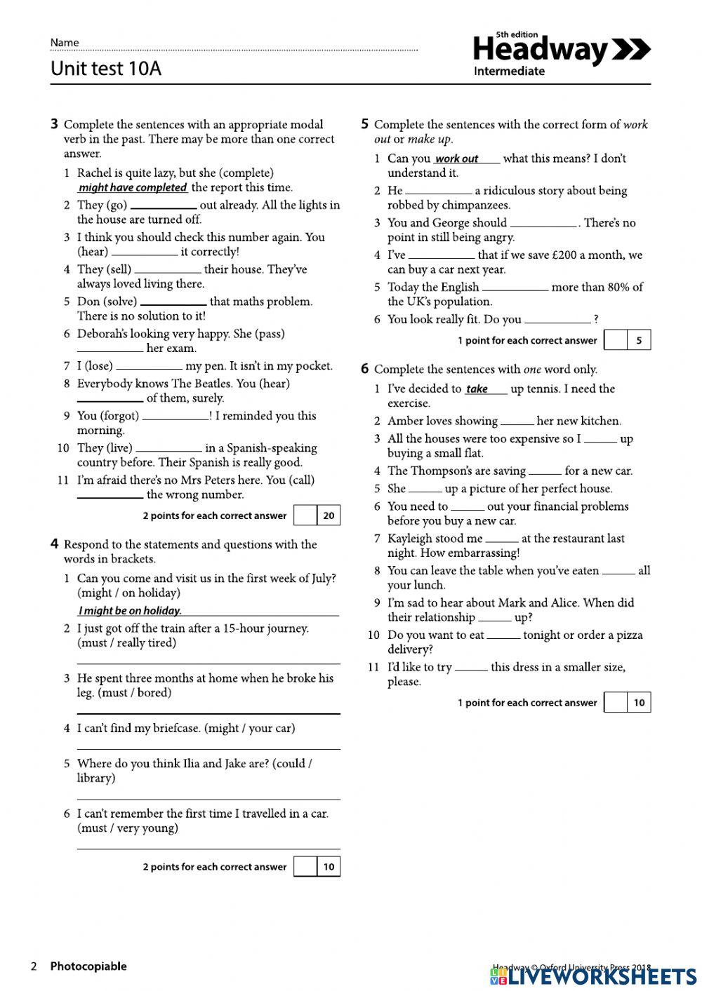 lesoruble | Headway Intermediate Unit 10 test 6406663