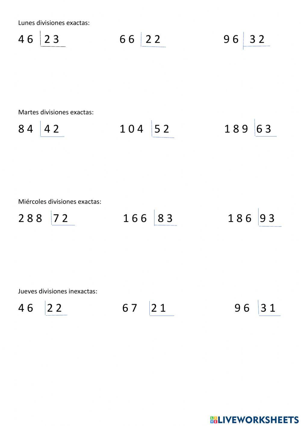 Divisiones 2 cifras divisor 0610 | SPAL | Live