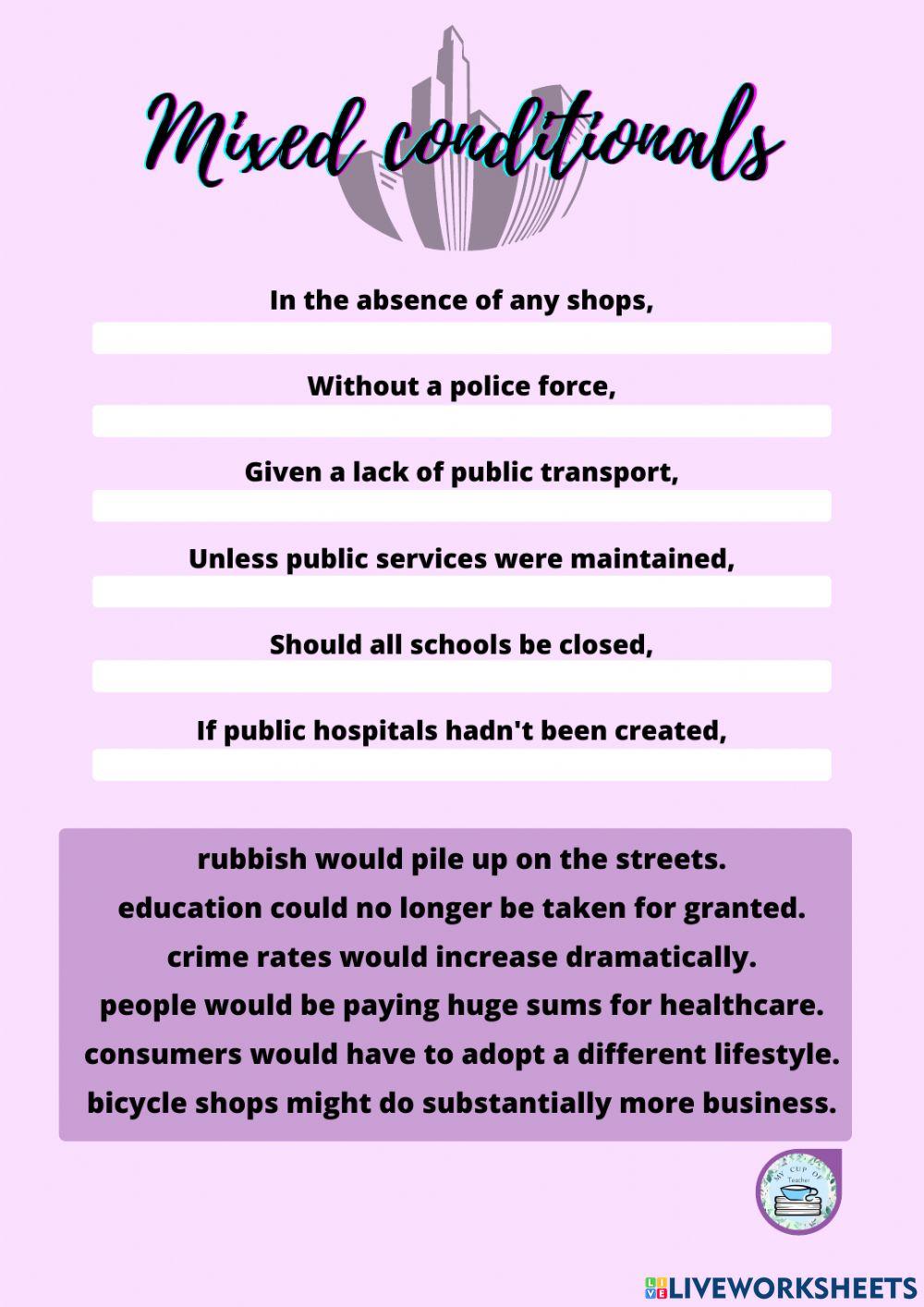 Mixed conditionals online pdf exercise | Live Worksheets