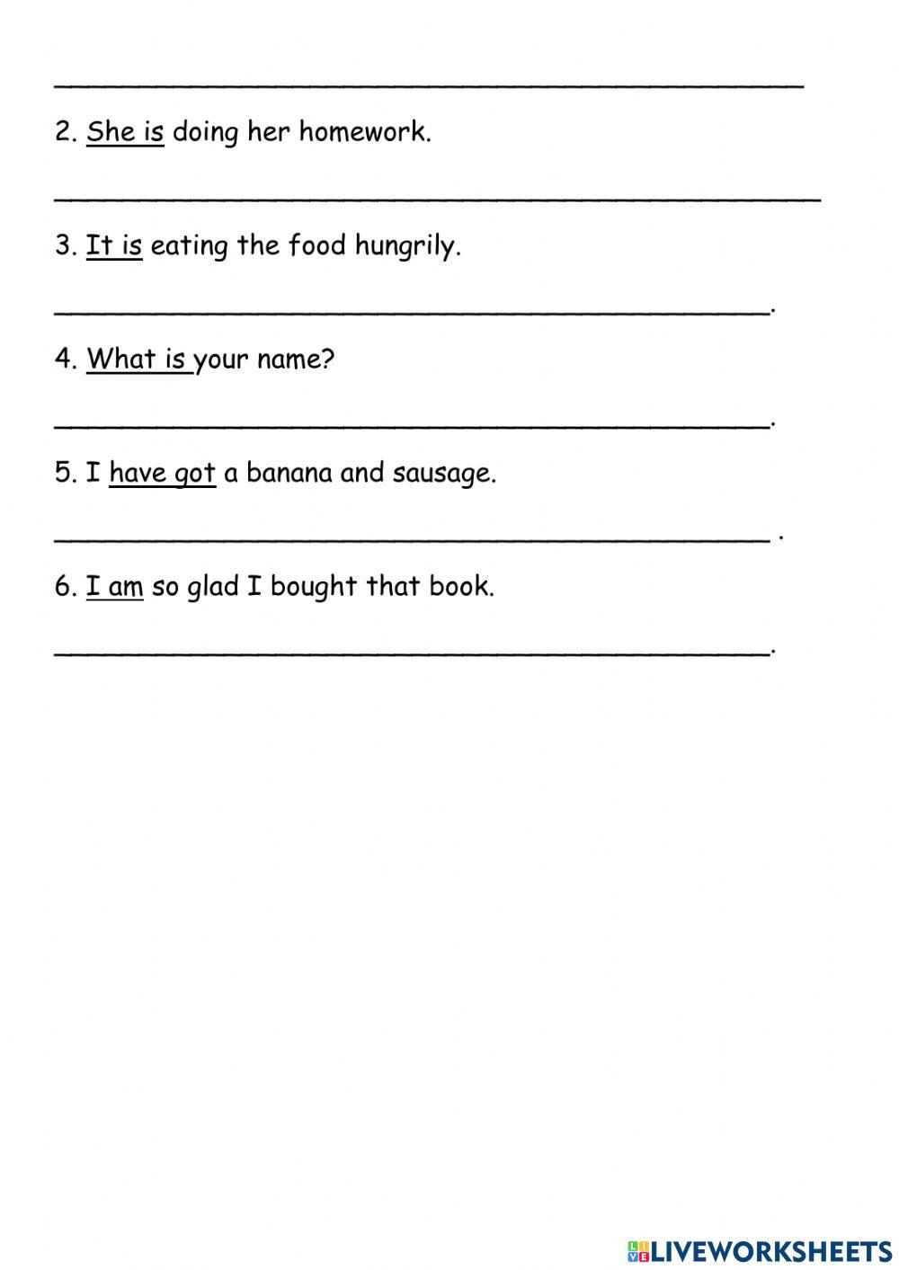Verb to be and contractions worksheet | Live Worksheets