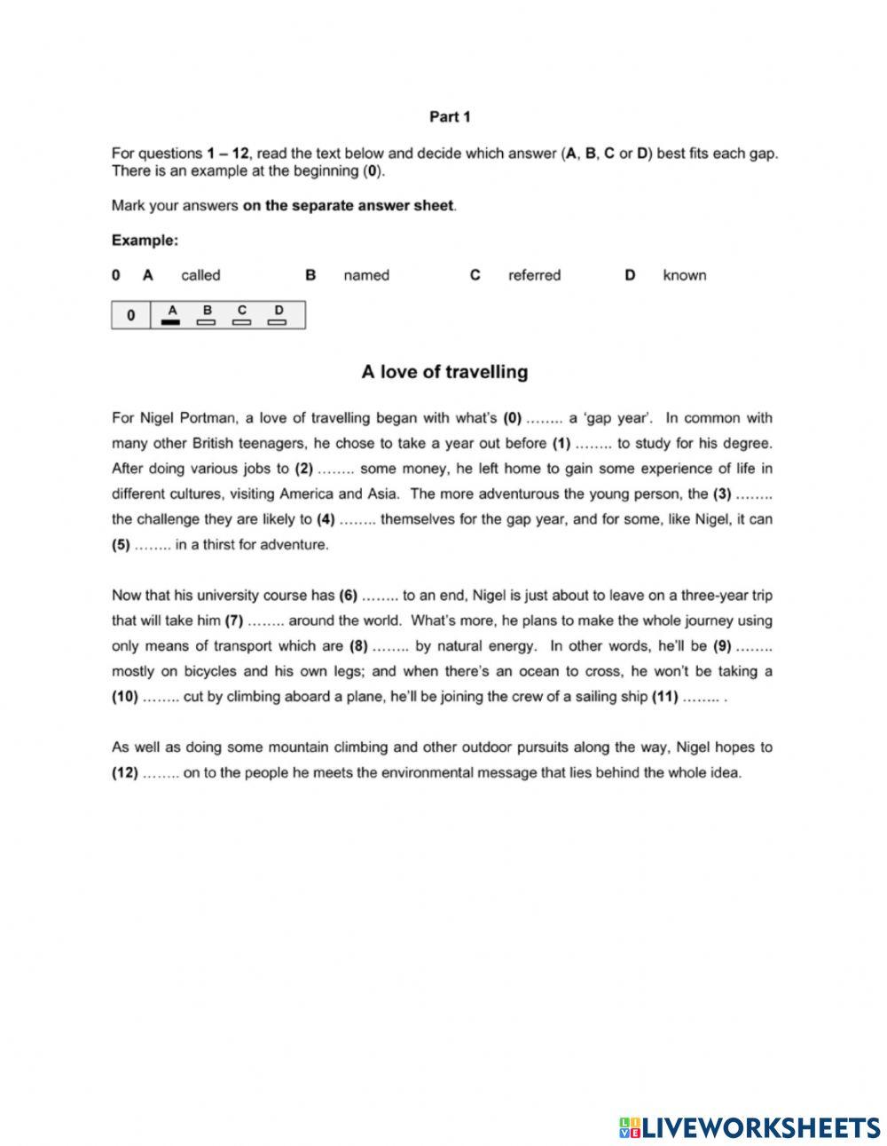 FCE Use Of English Part 1 2 Worksheet Live Worksheets fce-use-of-english-part-1-2-worksheet-live-worksheets