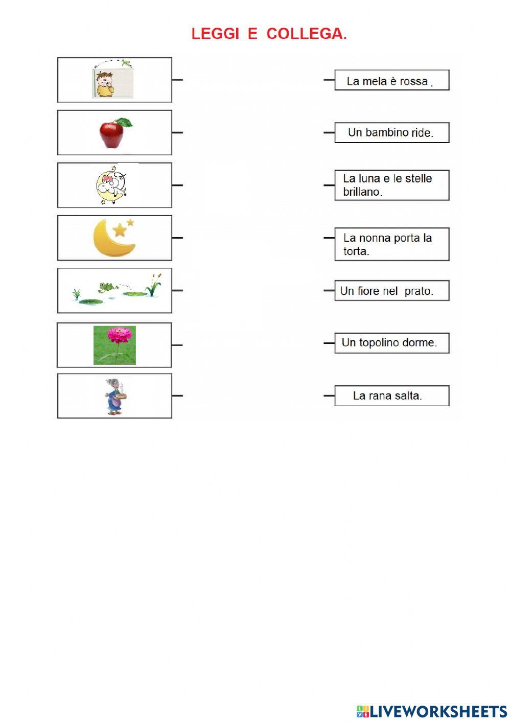 LEGGI E COLLEGA MINUSCOLO worksheet | Live Worksheets