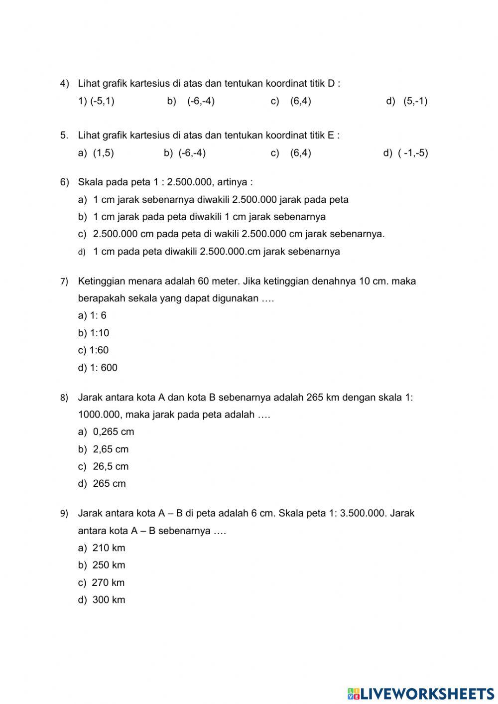 koordinat dan skala online exercise for | Live Worksheets