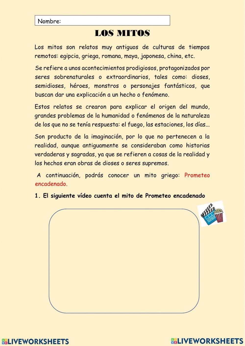 MITO: PROMETEO … | Free Interactive Worksheets | 2267763