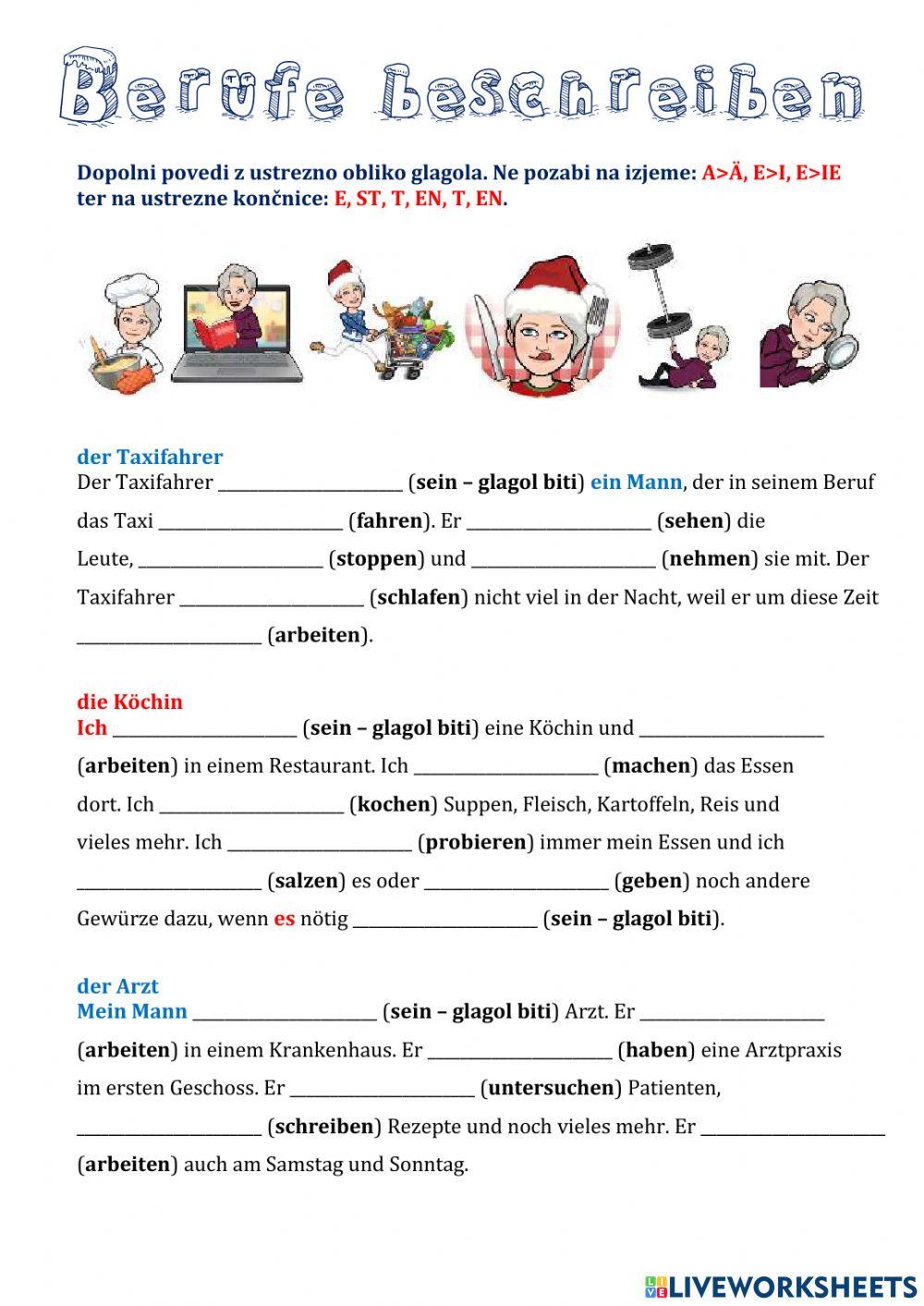 Berufe beschreiben interactive worksheet | Live Worksheets