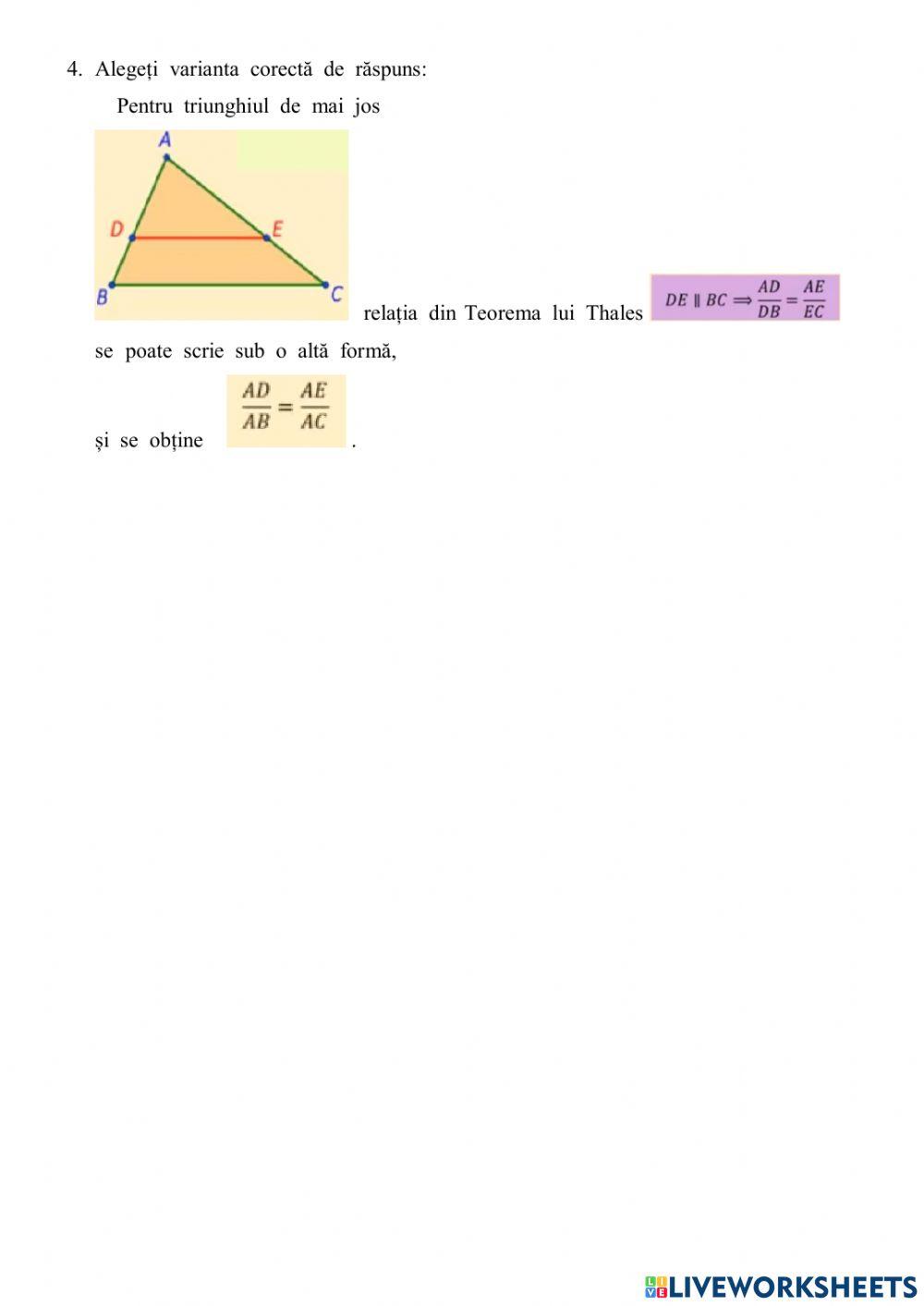 Teorema lui Tha… | Free Interactive Worksheets | 700674