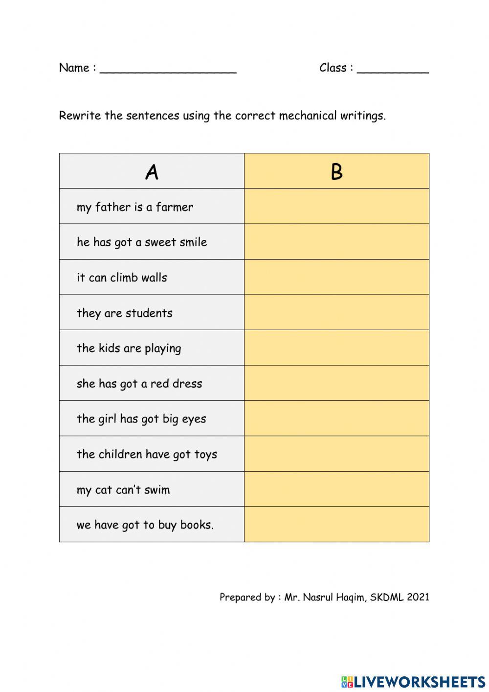 Mechanical Writings worksheet | Live Worksheets