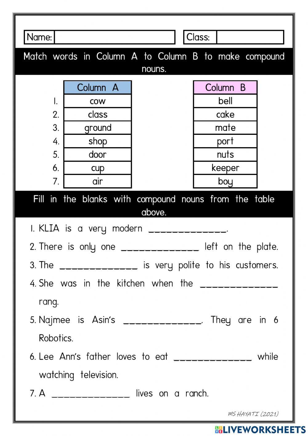 Compound Nouns English Language Worksheet Live Worksheets compound-nouns-english-language-worksheet-live-worksheets