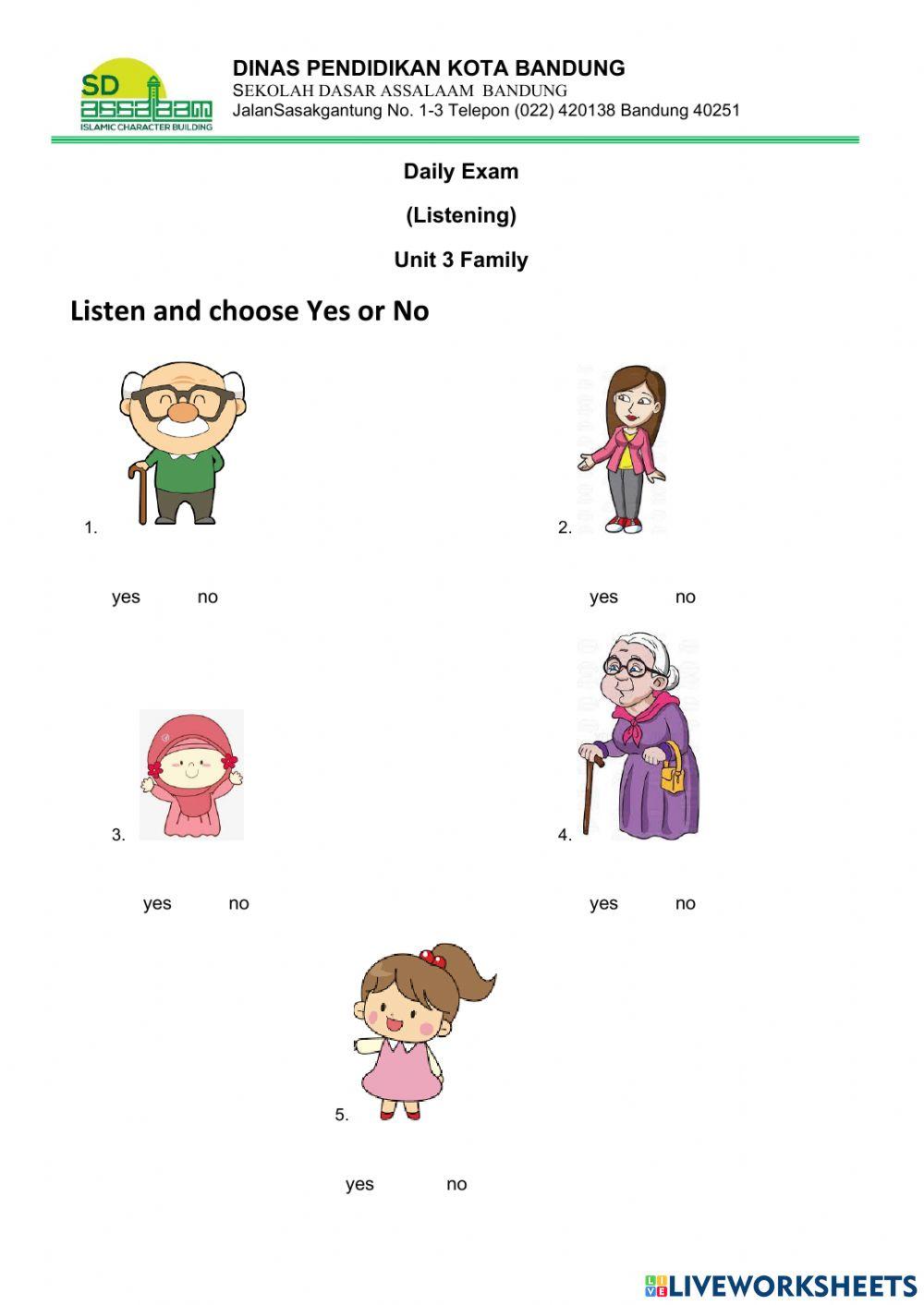 1 Exam : Family online exercise for 1 | Live Worksheets