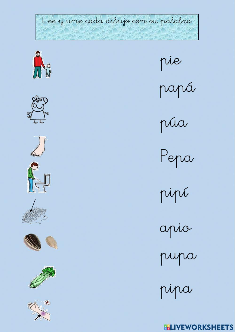 Palabras con P 742181 | atravaz525 | LiveWorksheets