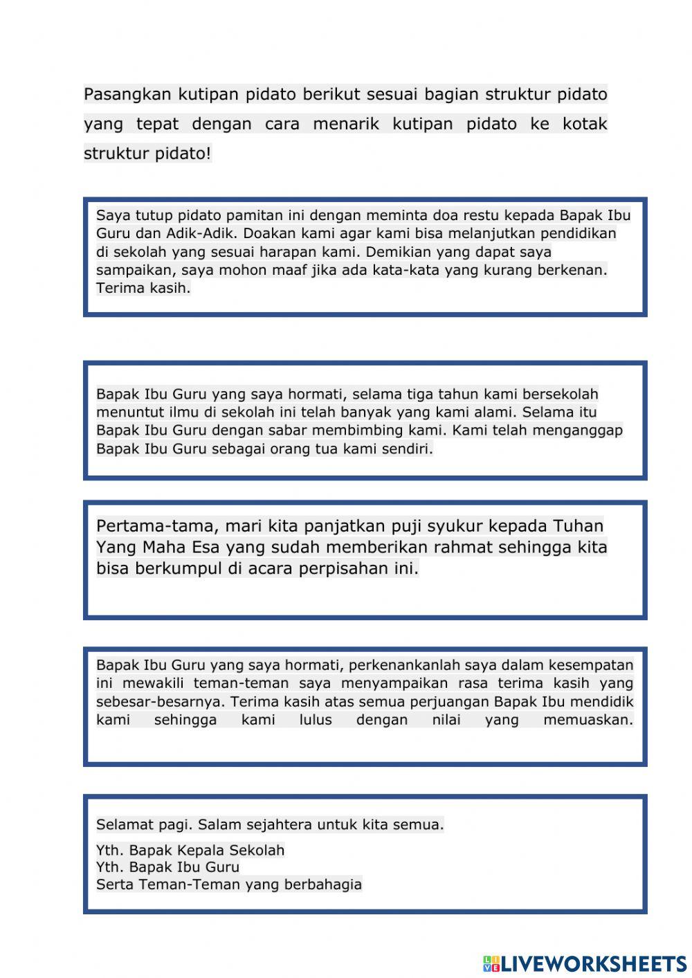 Struktur Pidato worksheet | Live Worksheets