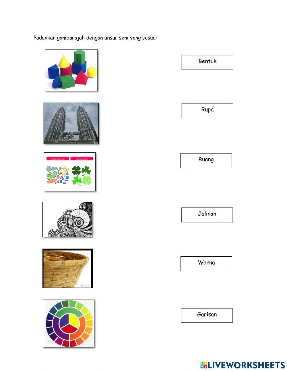 Bahasa seni visual activity | Live Worksheets