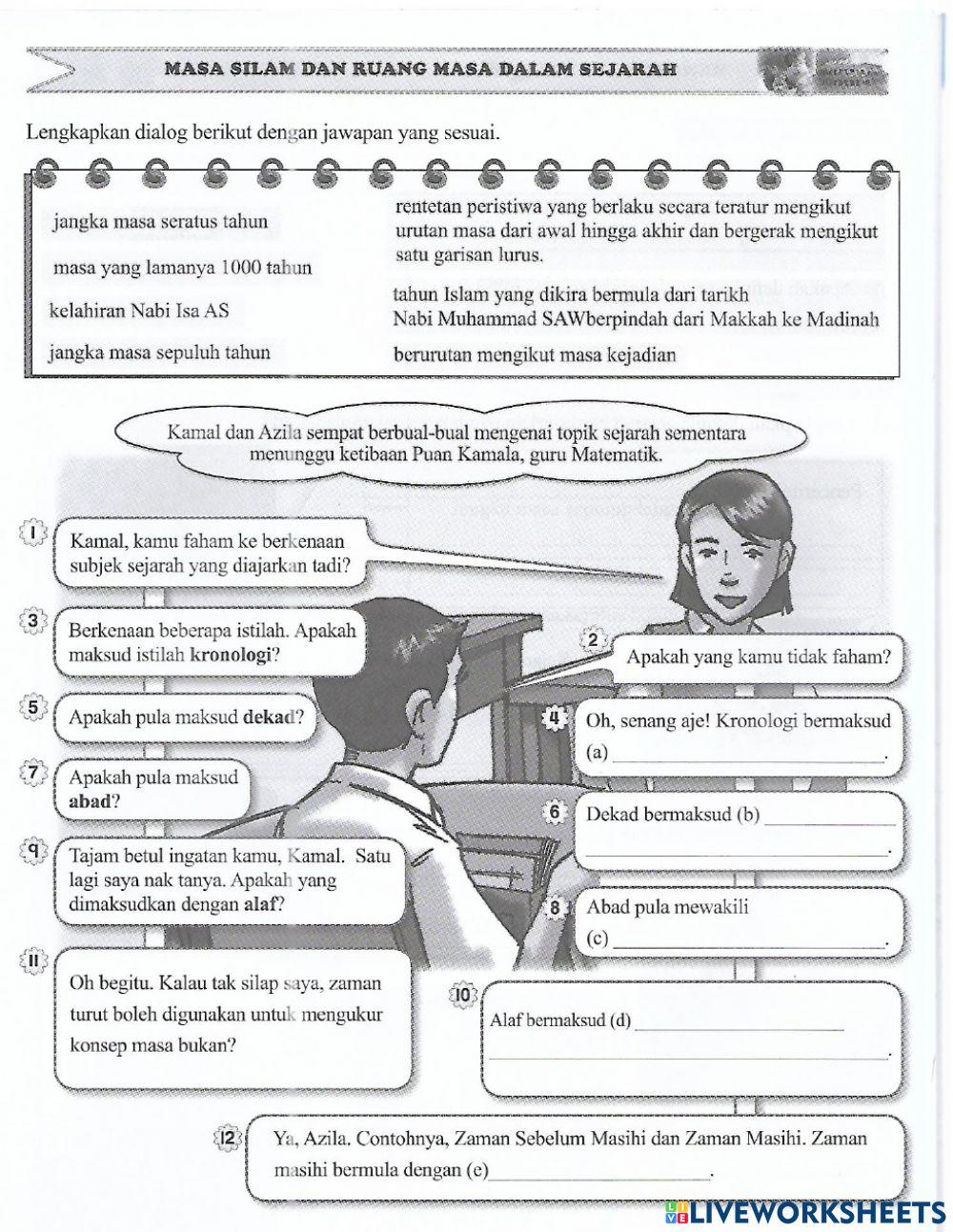 Masa silam dan ruang dalam sejarah worksheet | Live Worksheets