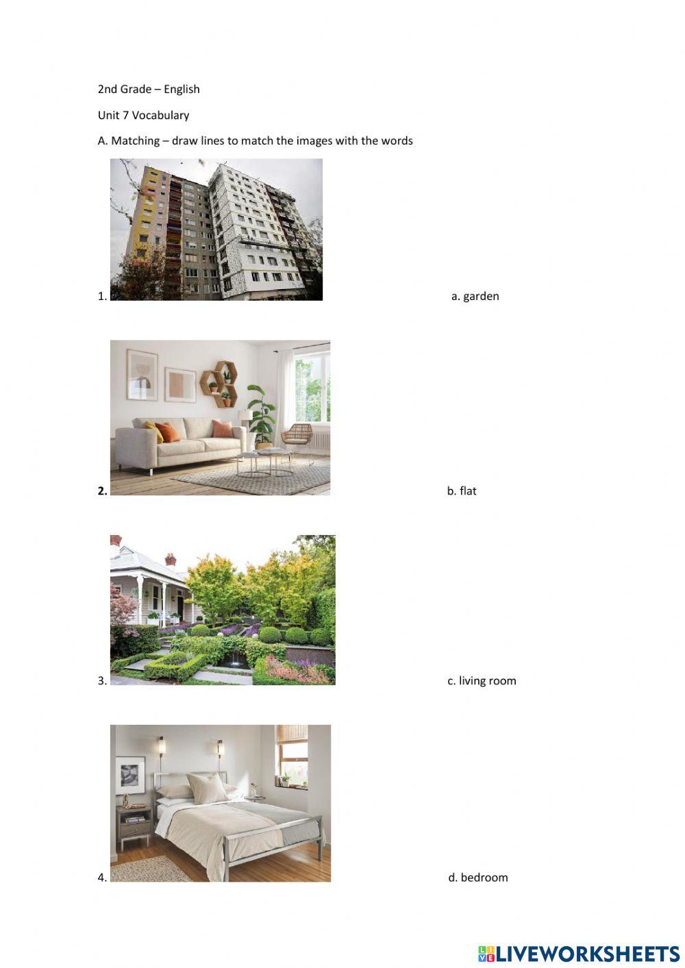Rooms in a House free online worksheet | Live Worksheets