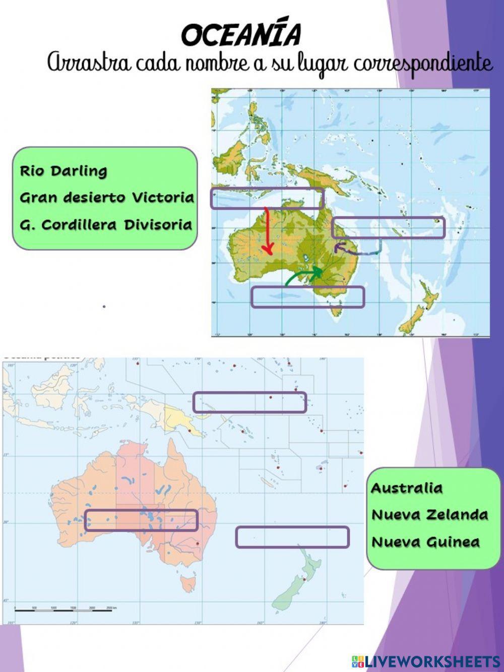 Mapa Oceanía | Free Interactive Worksheets | 701910