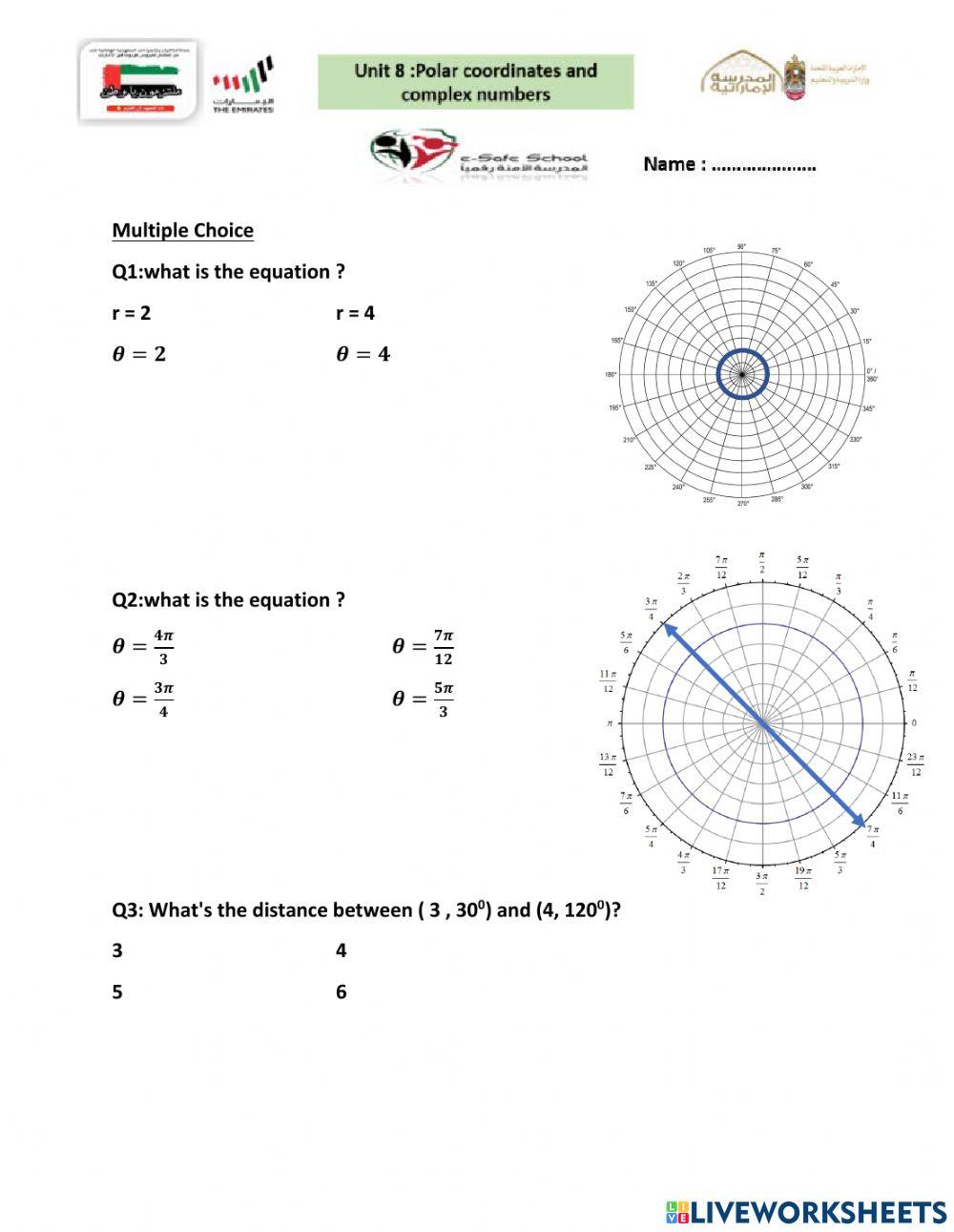 8.1 polar coordinates online exercise for | Live Worksheets
