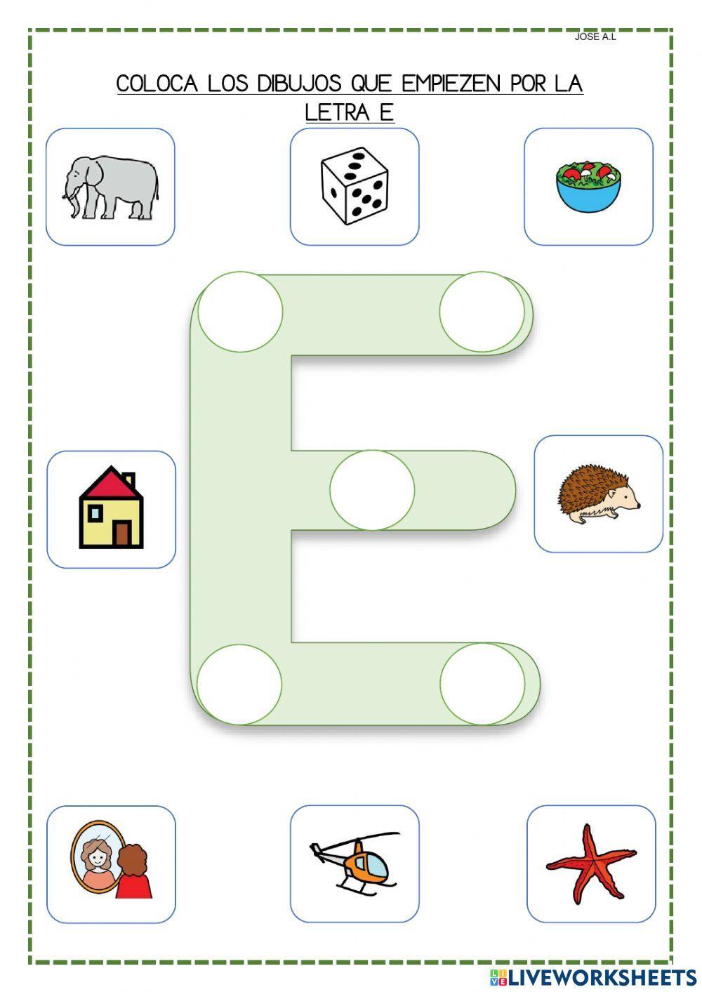 Objetos Que Empiezan Con La Vocal E Worksheet Live, 57% OFF
