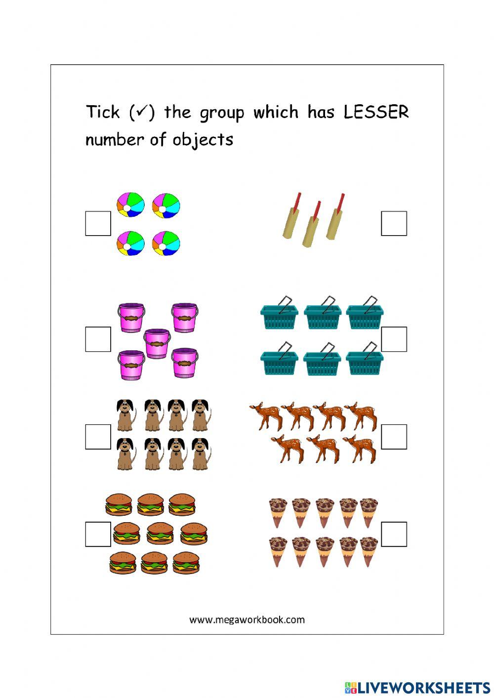 More less Equals(object) online exercise for | Live Worksheets