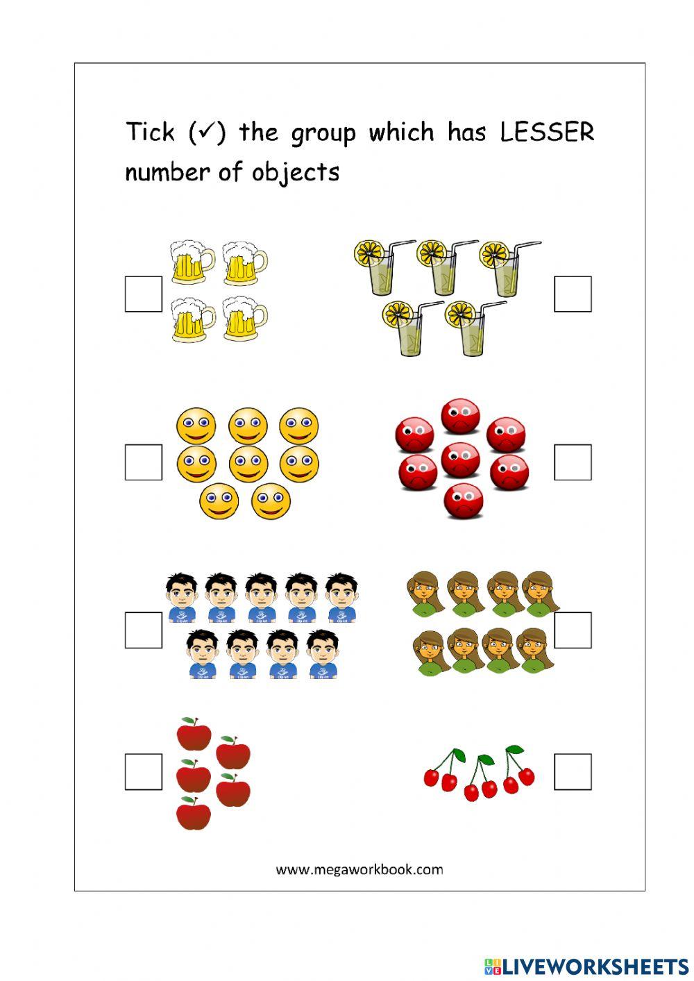 More less Equals(object) online exercise for | Live Worksheets
