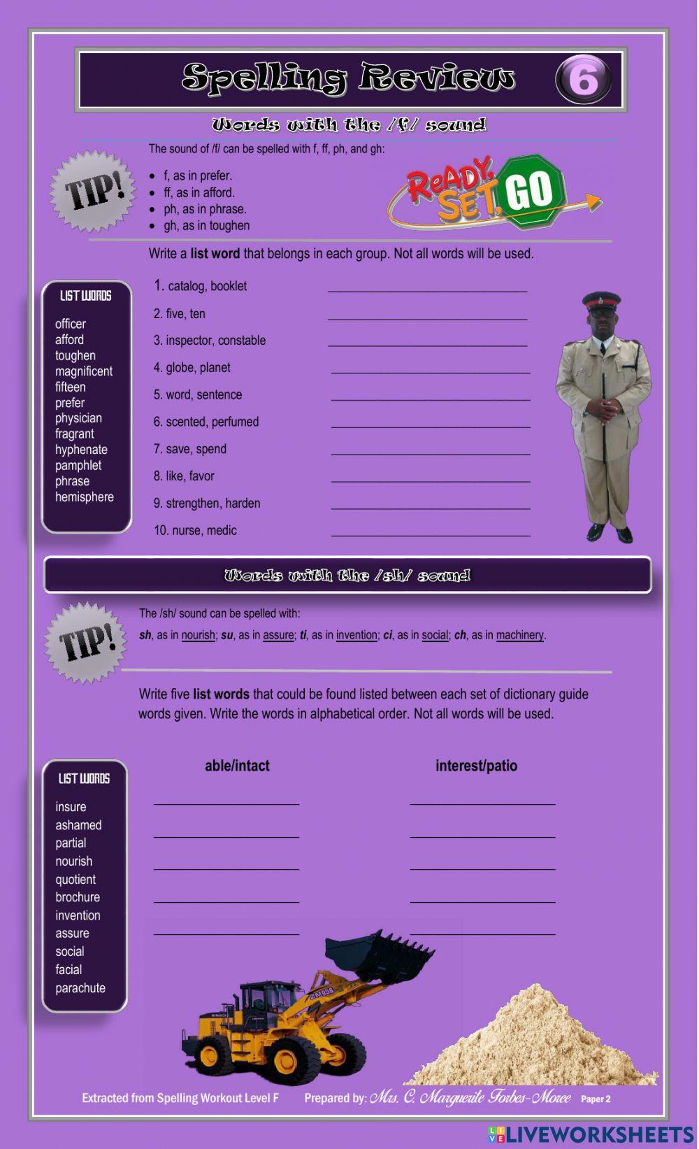 Spelling Review paper 2 worksheet | Live Worksheets