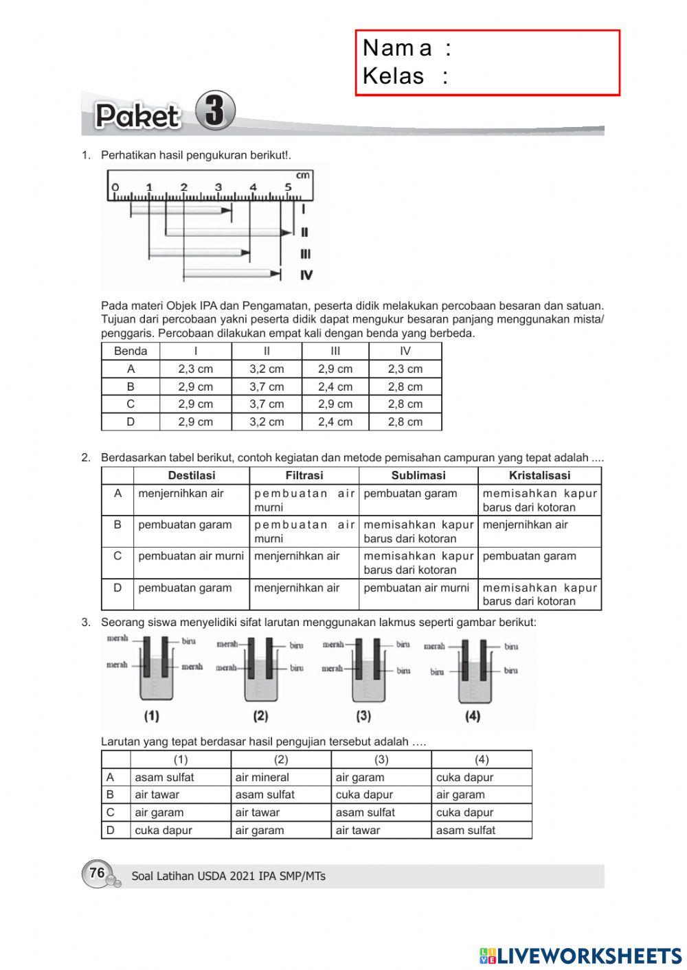 Latihan USDA worksheet | Live Worksheets