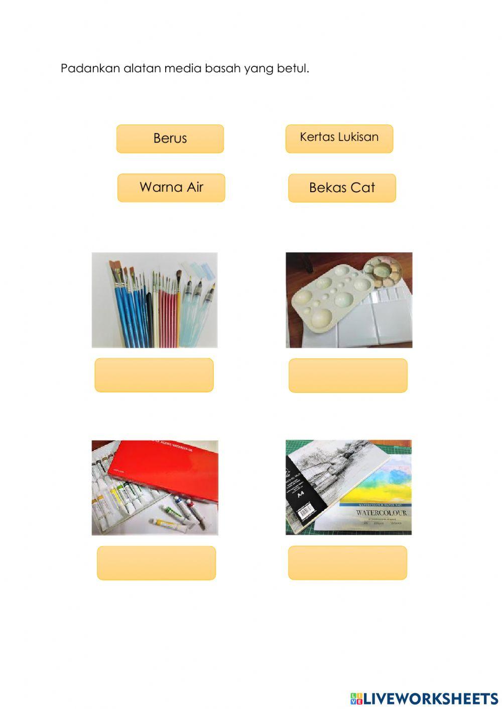 Media seni lukis worksheet | Live Worksheets
