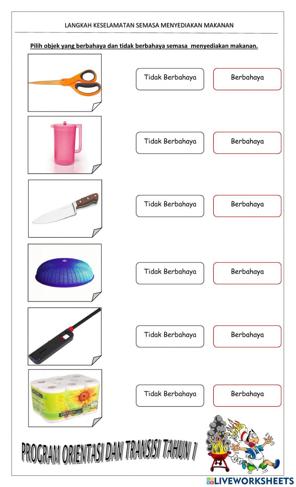 Benda berbahaya dan tidak berbahaya worksheet | Live Worksheets