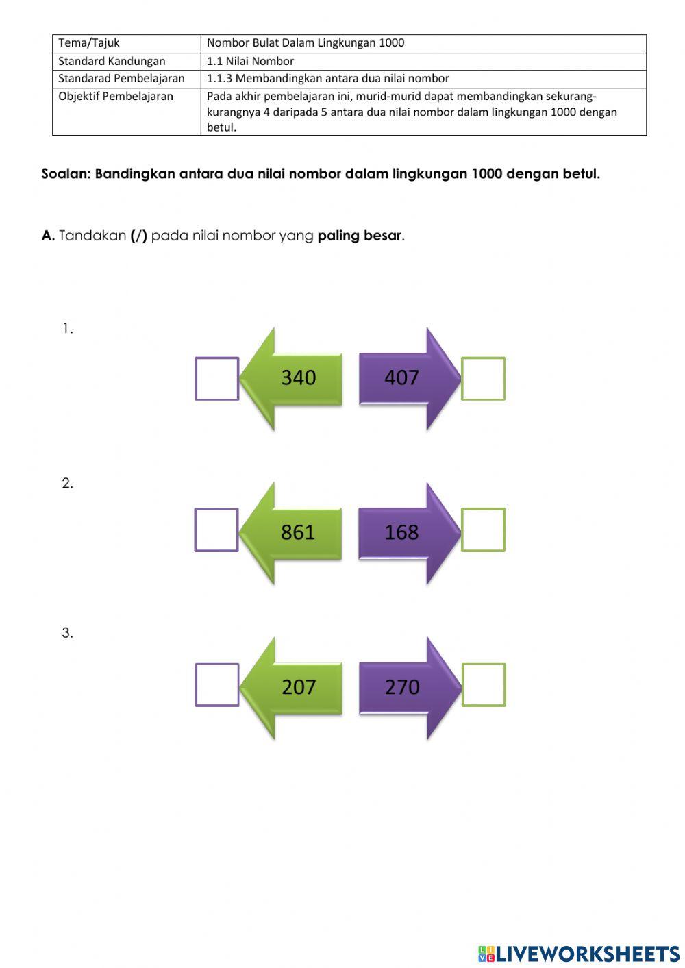 Membandingkan antara dua nilai nombor (1) 703851