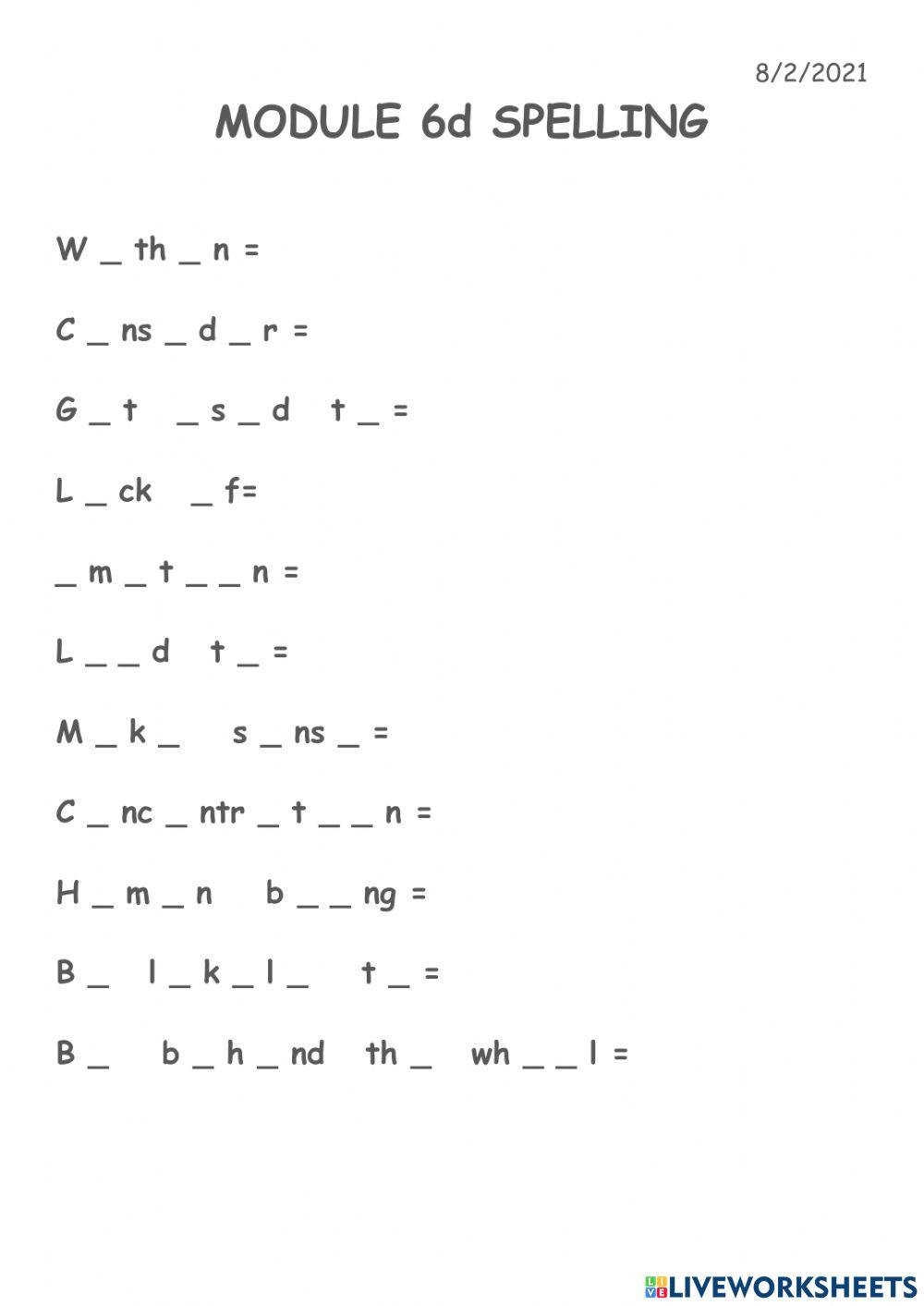 Module 6d activity | Live Worksheets