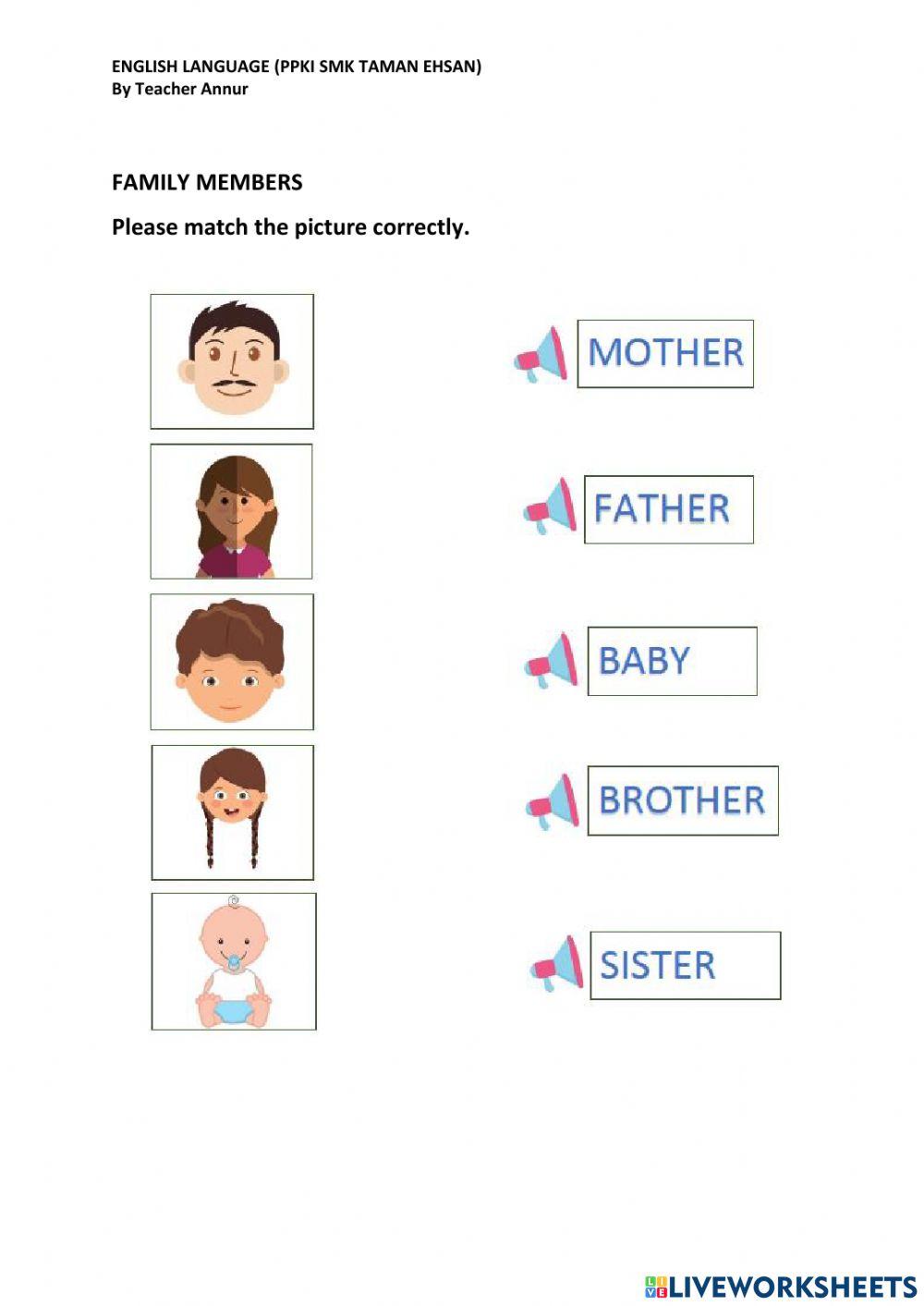 Family member online exercise | Live Worksheets