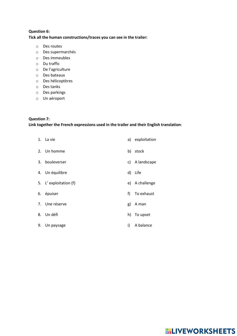 -Home- listening comprehension on the trailer worksheet | Live Worksheets