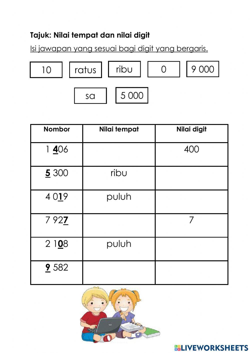 Nilai tempat dan nilai digit | Nurazlin83 | Live