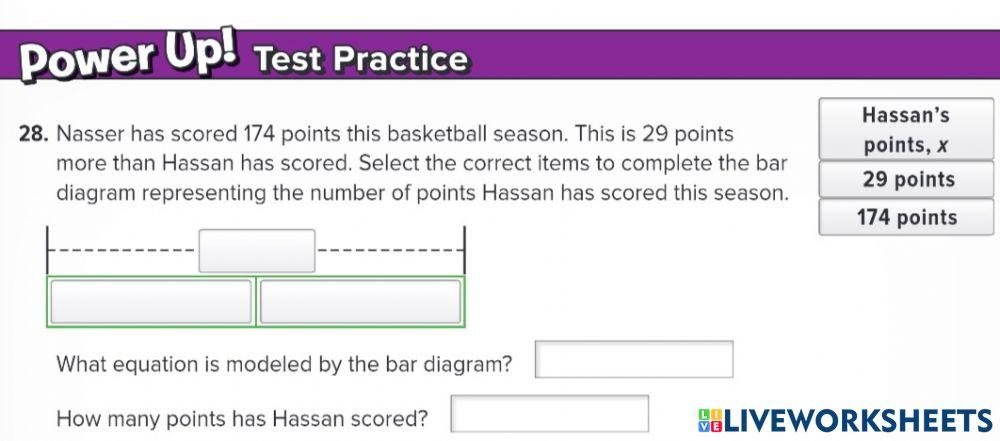 G6 Starter Solving and Writing Subtraction Equations worksheet | Live ...